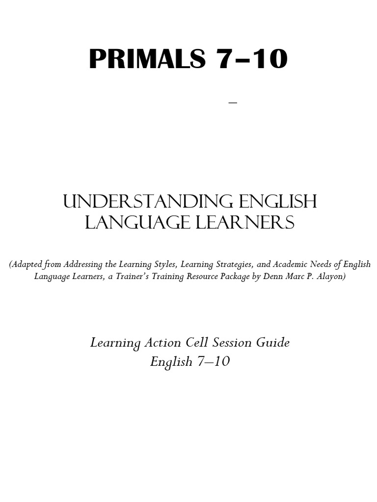 Session 2-Understanding English Language Learners | PDF