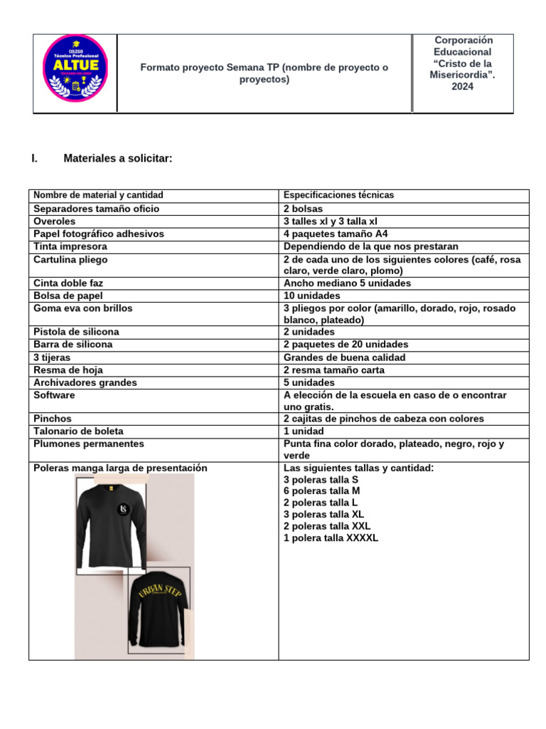 Lista de Materiales Proyecto | PDF | Papelería | Tecnicas artisticas