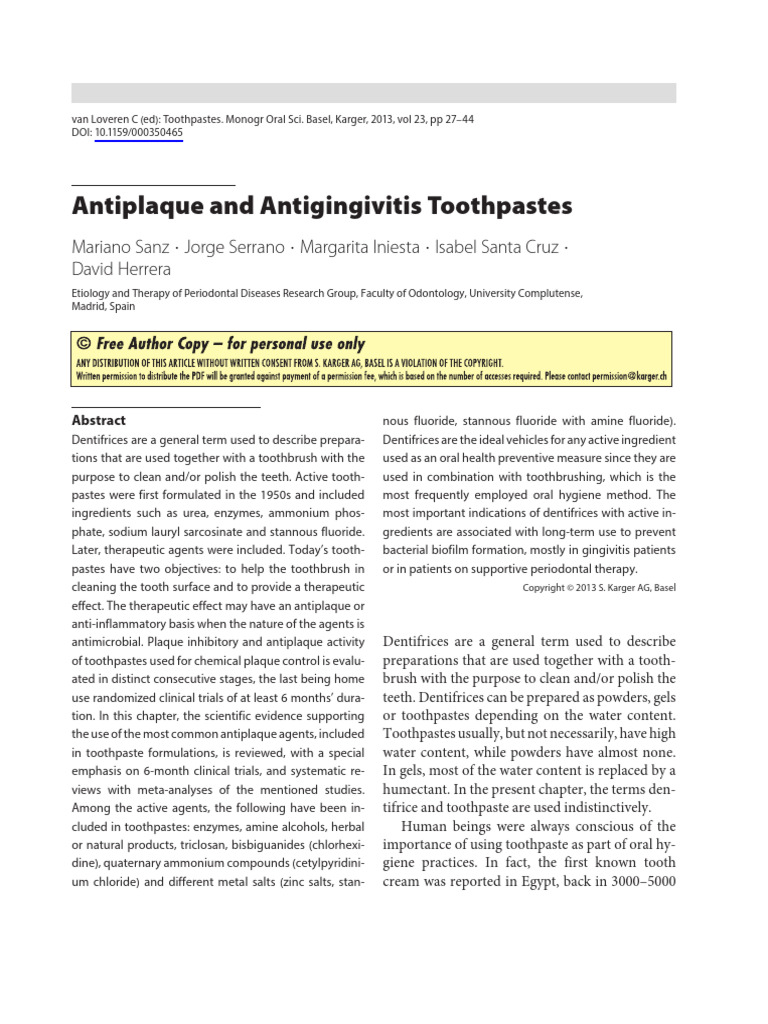 Antiplaque and Antigingivitis Toothpaste | PDF