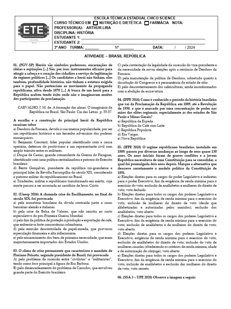 Atividade Extra 3º Anos | PDF