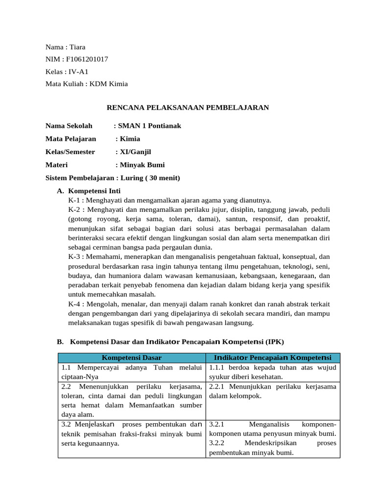 Tiara - A1 - KDM - Menyusun RPP | PDF