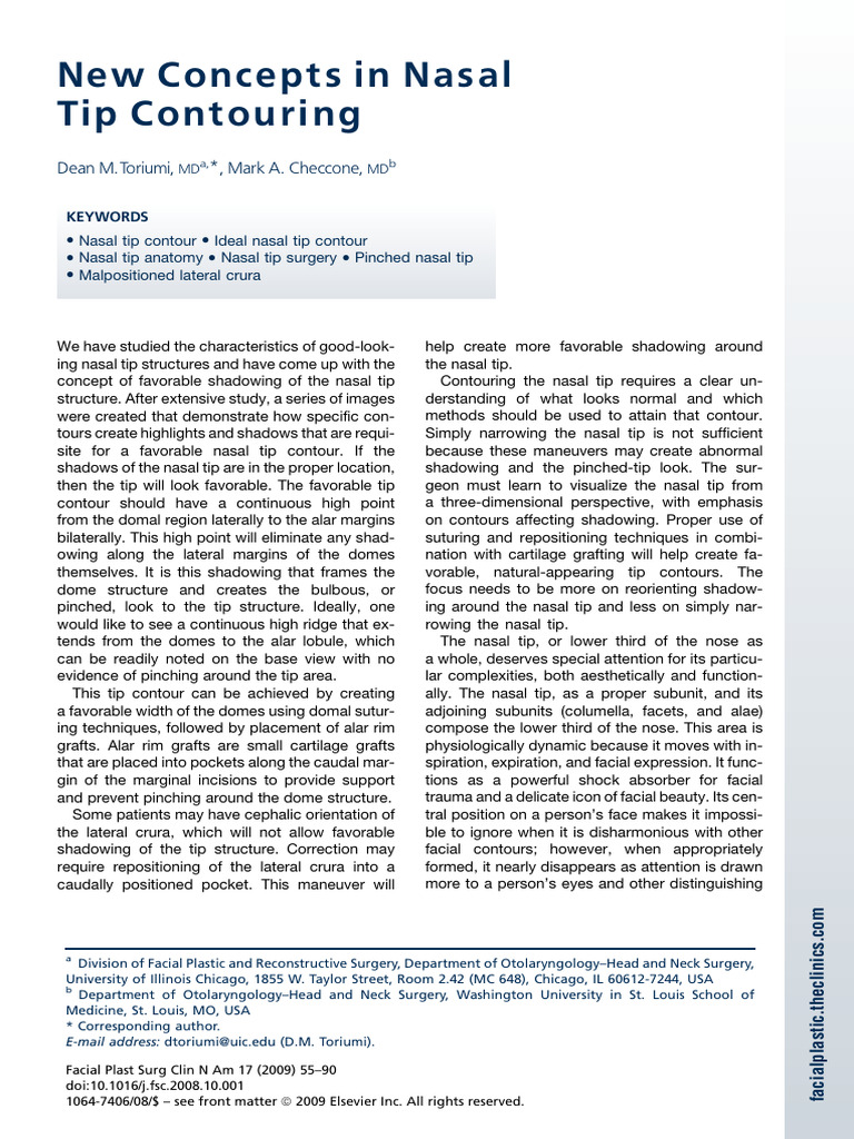 2009 - Toriumi - New Concepts in Nasal Tip Contouring | PDF | Human Nose