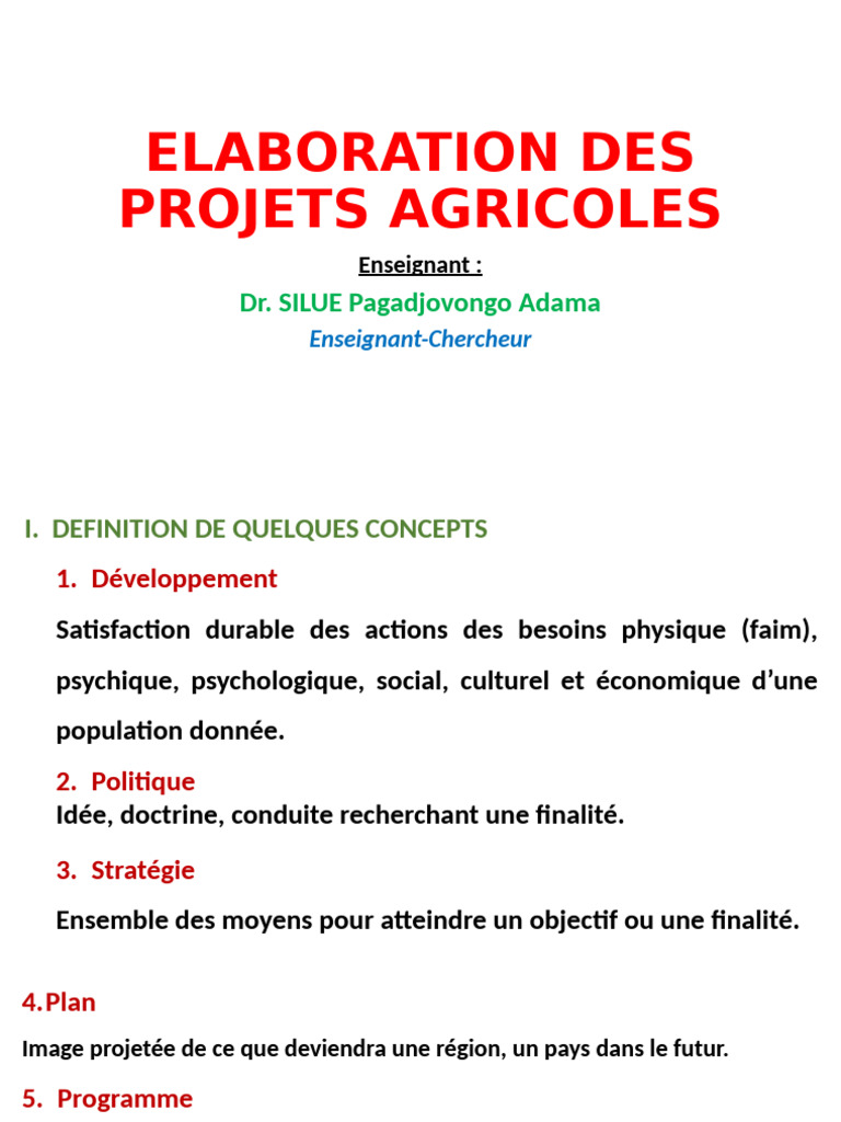 Elaboration Des Projets Agricoles | PDF