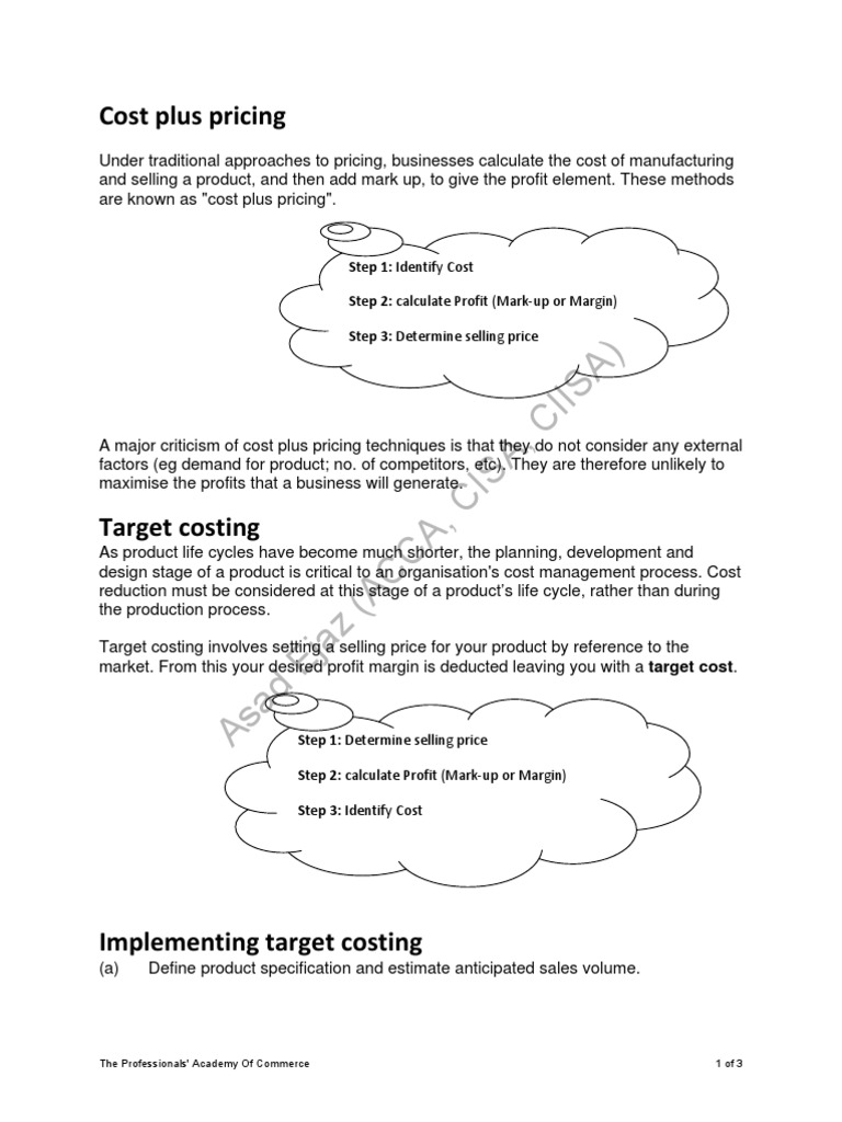 Target Costing | PDF | Profit (Accounting) | Sales