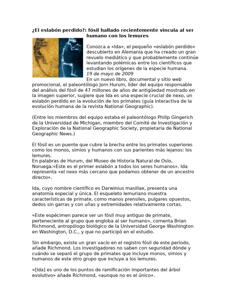 Eslabon Perdido | PDF
