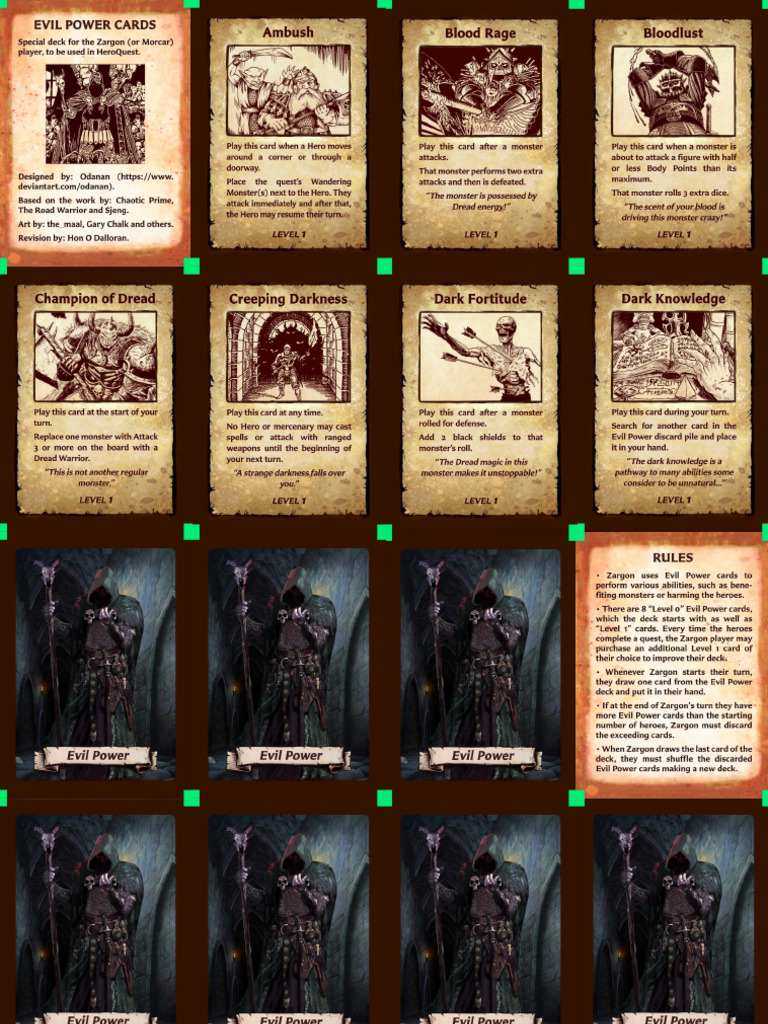 Heroquest Extra Cards | PDF