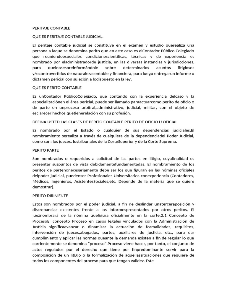 Peritaje Contable y Judicial | PDF