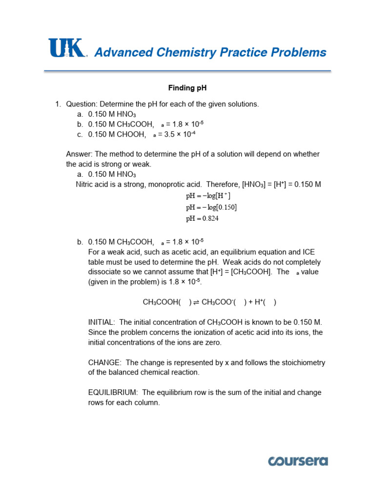 Acid-Base Equilibrium - Part 2 - Solutions | PDF