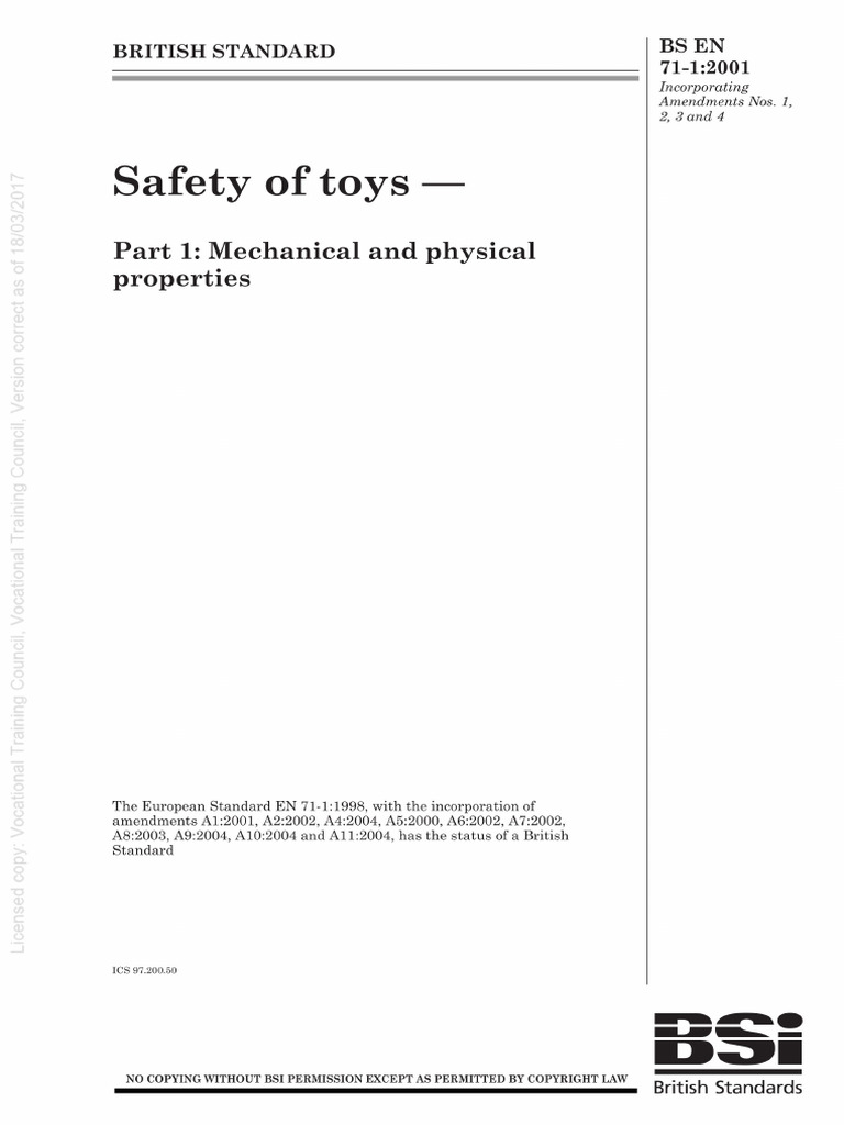 BS en 71-1-2001 | PDF