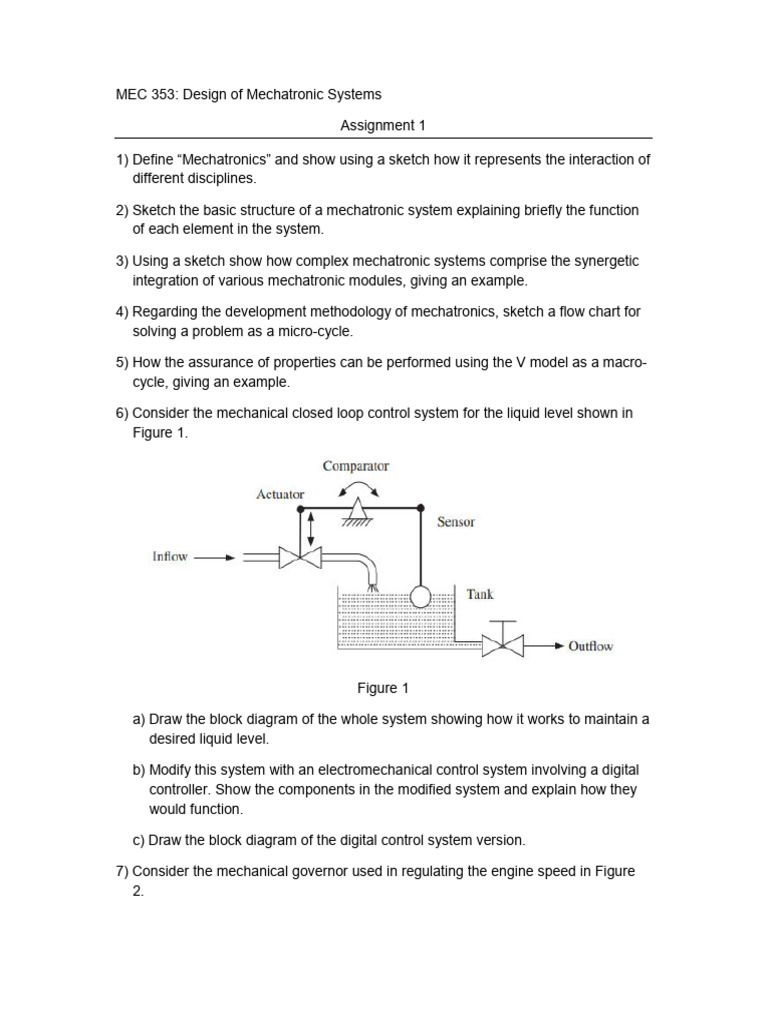 Assignment 01 Design of Mechatronic Systems | PDF
