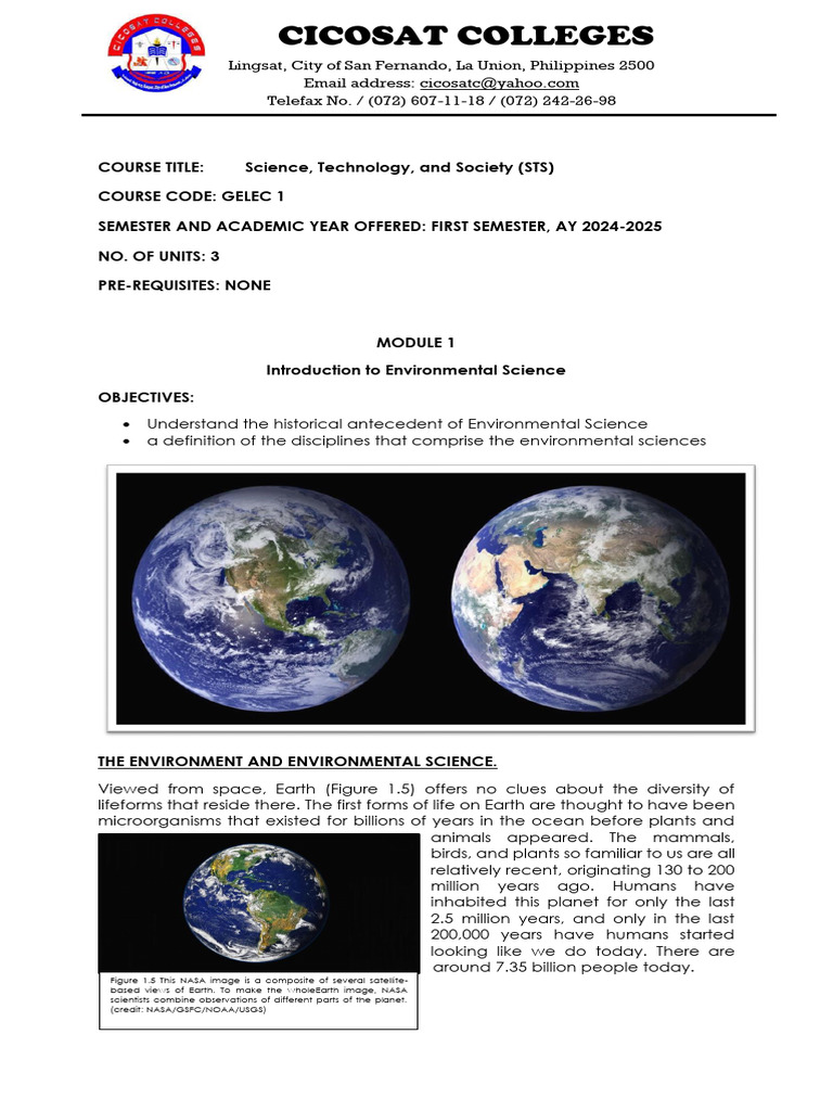 Envi - Scie 1 MODULE 1 | PDF