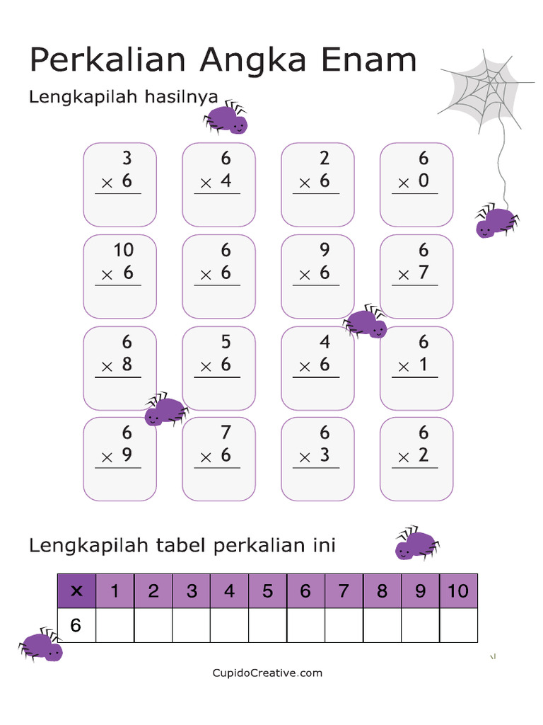 Belajar Anak - Perkalian Angka 6 | PDF