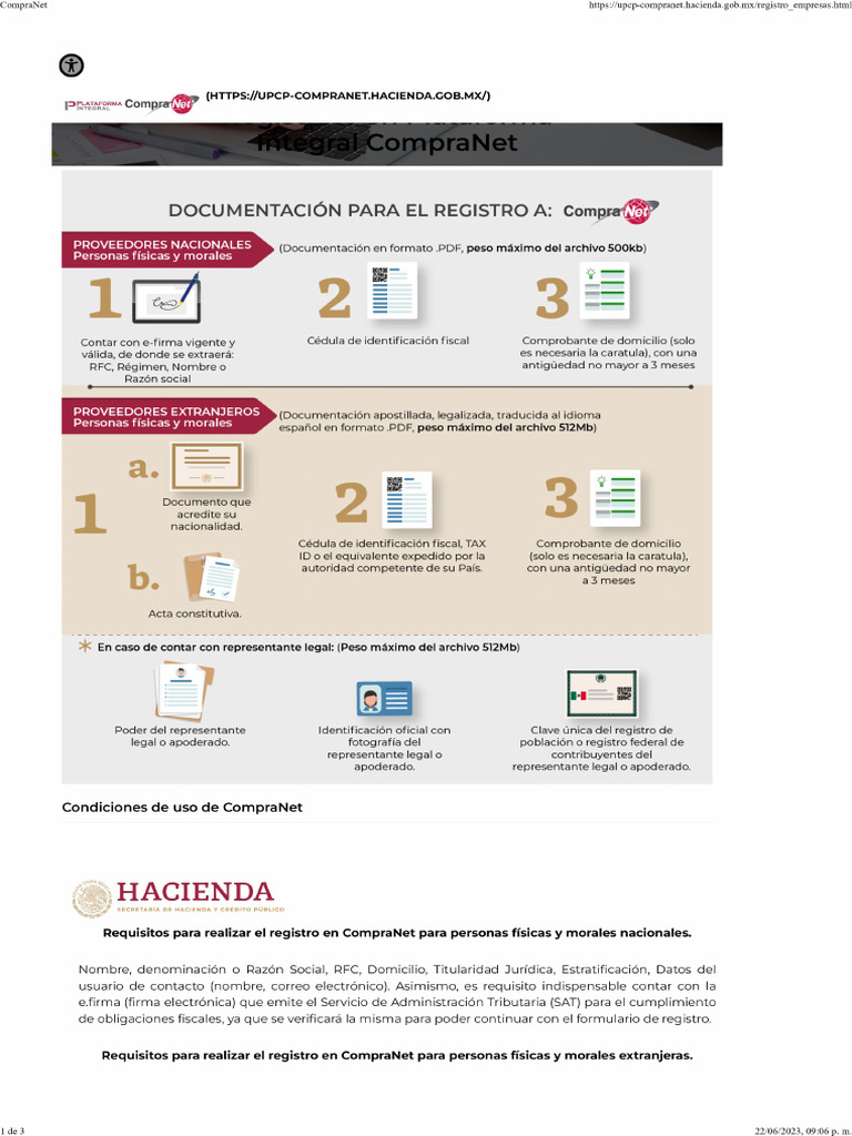 Registro en Compranet para Empresas | PDF