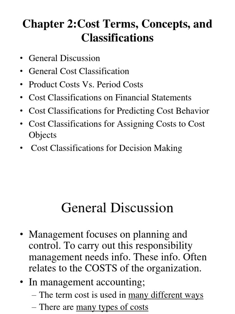 Chapter 2:cost Terms, Concepts, and Classifications | PDF
