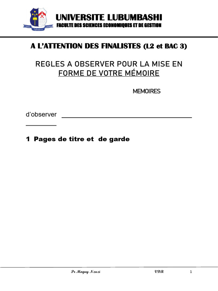 Uniformisation Mémoire FSEG | PDF