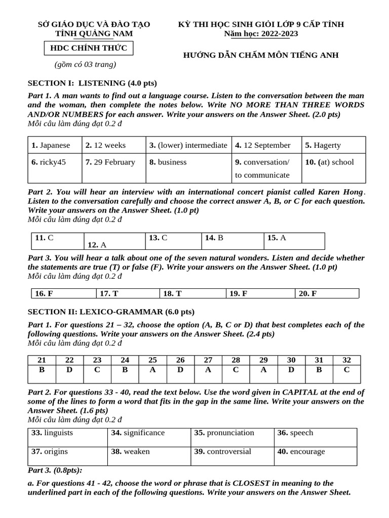05 Huong Dan Cham hsg9 - 2023 | PDF