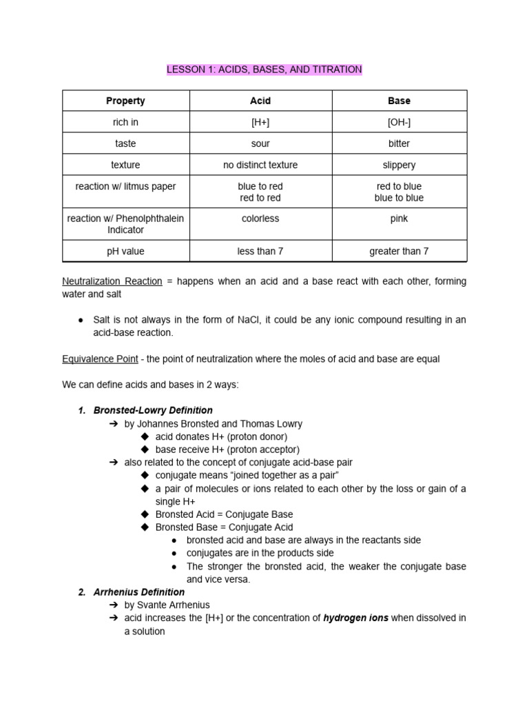 Grade 12 Chemistry Notes | PDF | Acid | Foreign Language Studies