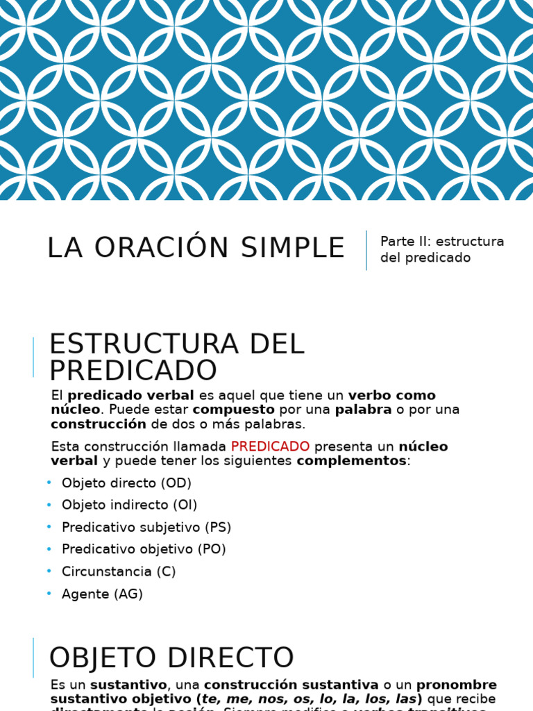 La Oración Simple II - Estructura Del Predicado | PDF | Objeto ...