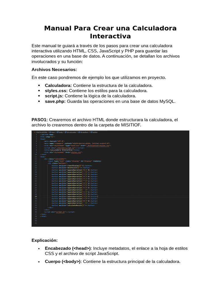 Manual para Crear Una Calculadora Interactiva | PDF