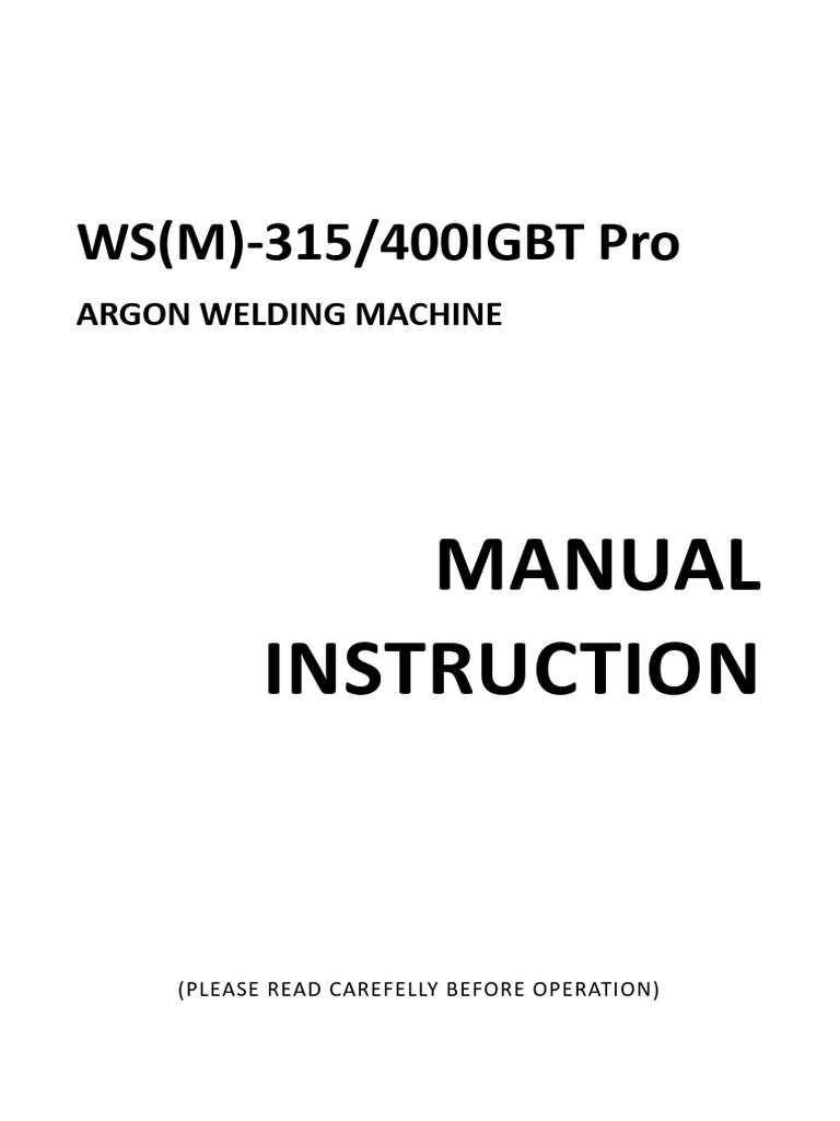 WSM 315.400IGBT Pro Inverter Pulse TIG Welding Mahcine Manual | PDF ...