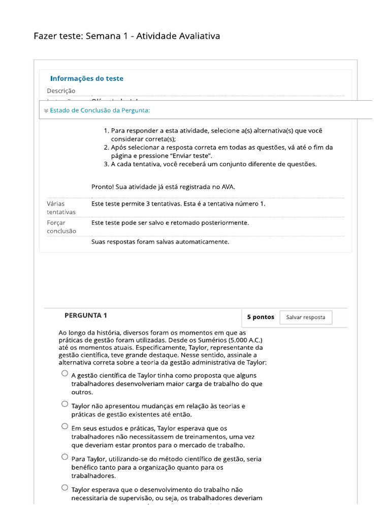 Gestão de Pessoas Atividade 1 Sem Respostas | PDF