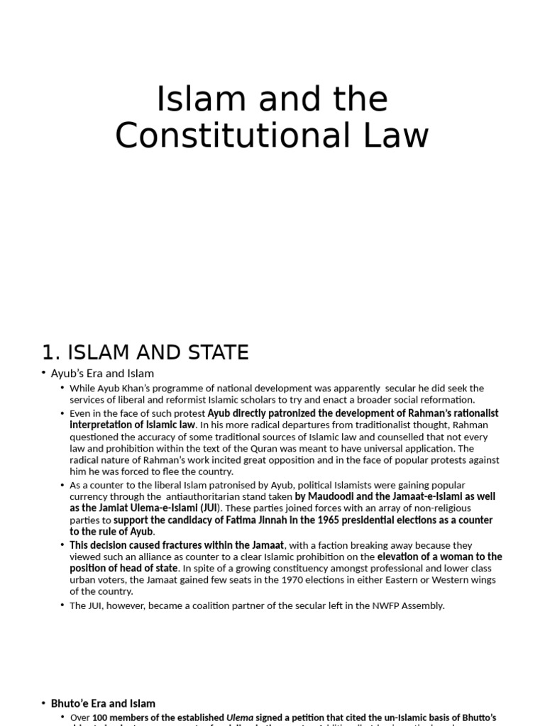 Lecture 6-Islam and The Constitutional Law | PDF | Sharia | Abrahamic ...