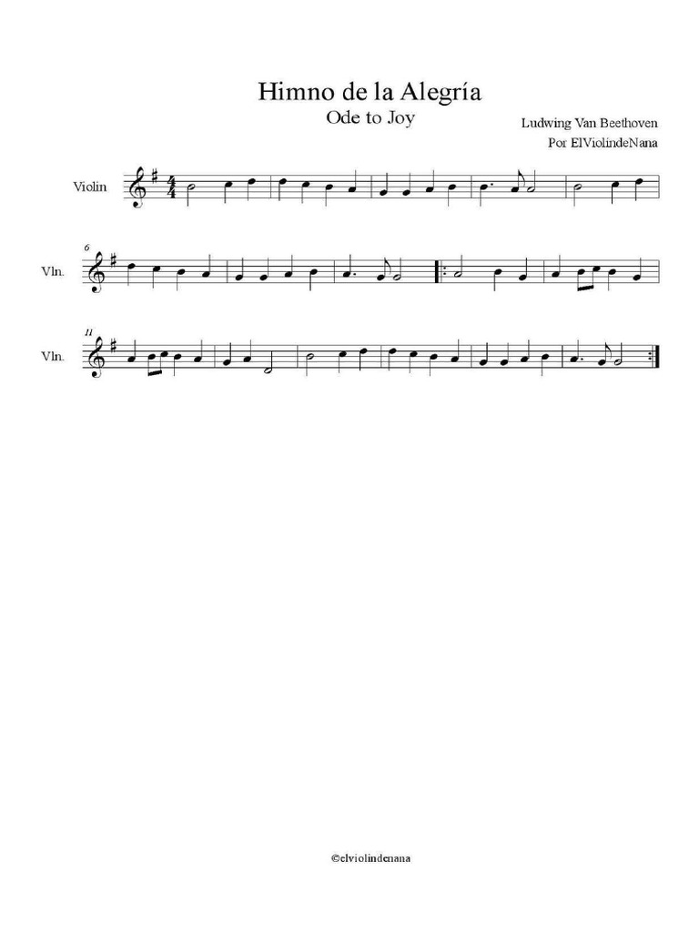 Himno de La Alegria Violin | PDF Himno de La Alegria Violin | PDF