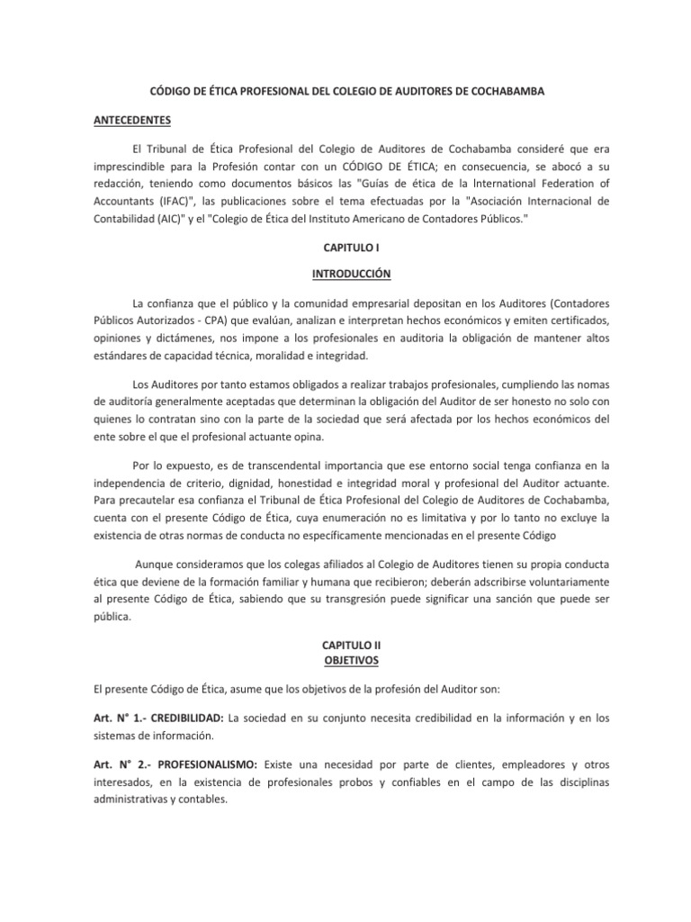 Codigo de Etica Del Auditor | PDF