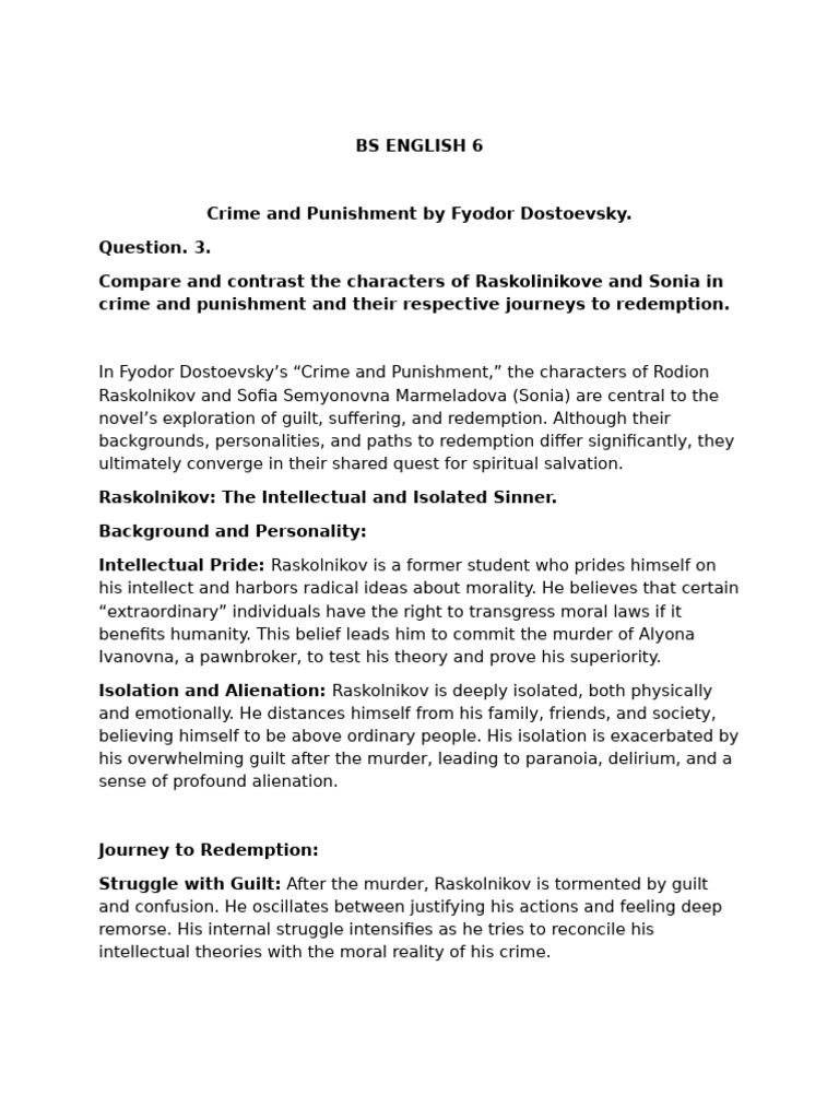 Crime and Punishment Questions | PDF