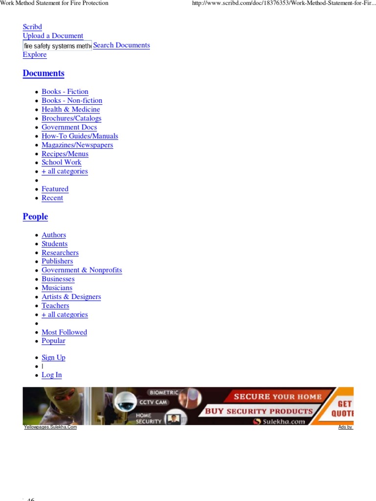 Work Method Statement For Fire Protection | PDF | Pipe (Fluid ...