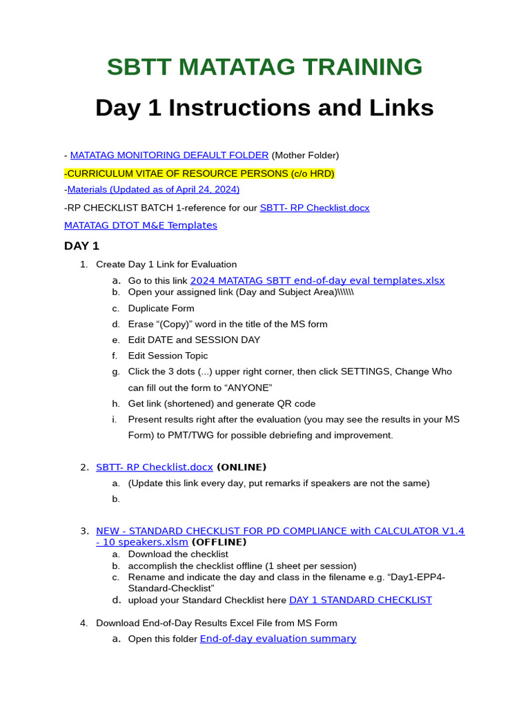 SBTT Links Procedure and Instructions 1 | PDF | Filename | Business