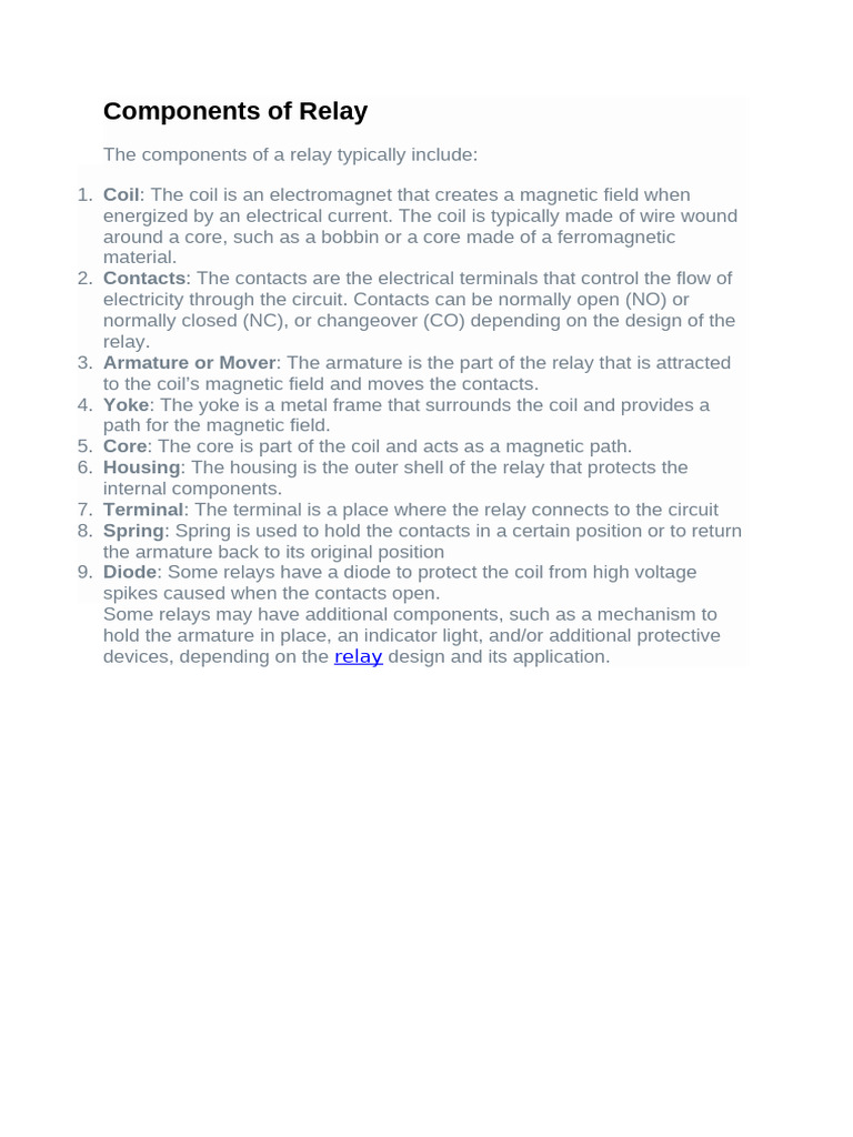 Components of Relay-Contact Characteristics | PDF | Relay | Science ...