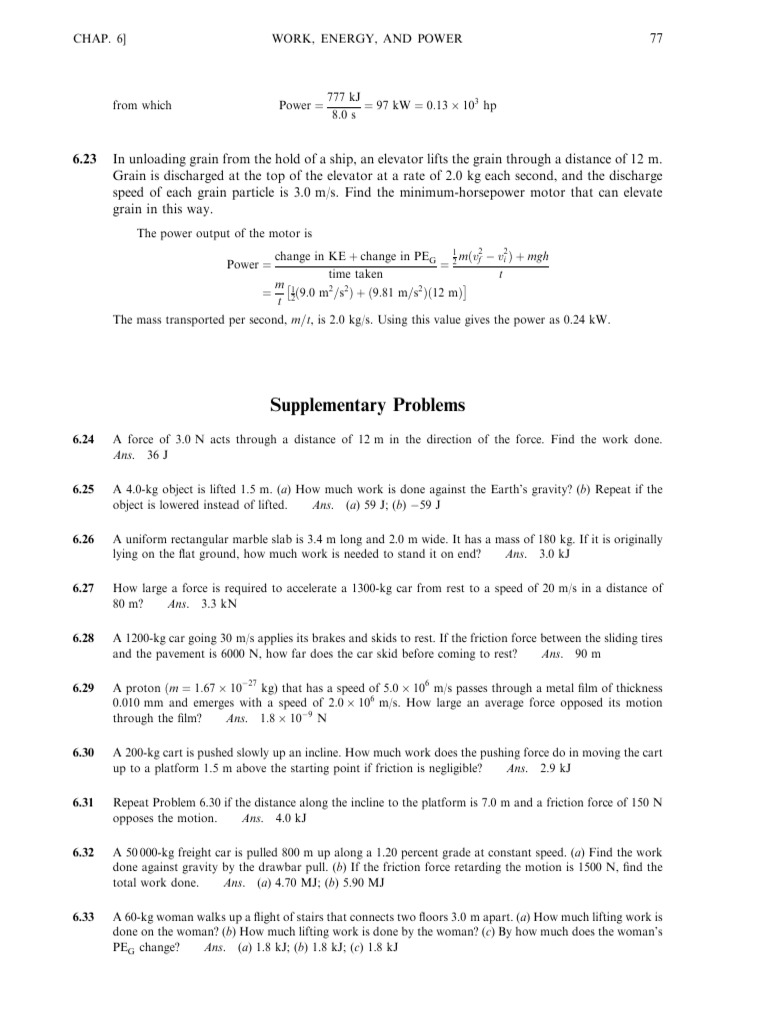 Work Energy Power Practice Problems | PDF