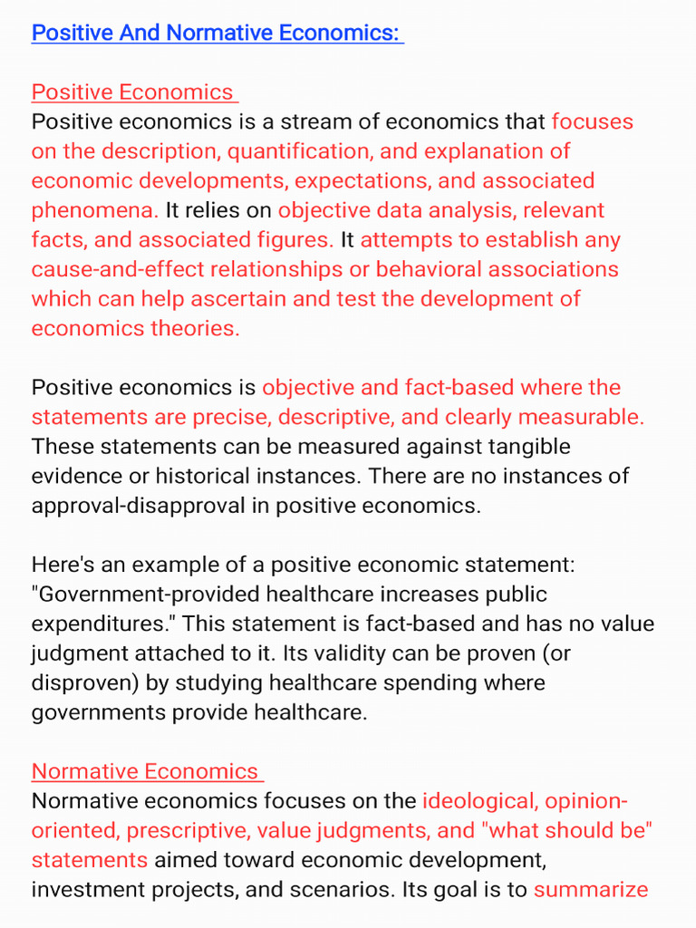 Meaning of Positive and Normative Economics - 221206 - 172047 | PDF