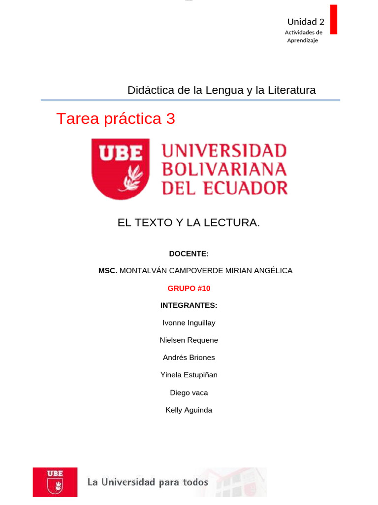 Tarea Parctica 3 Didactica de La Lengua Grupo 10 | PDF