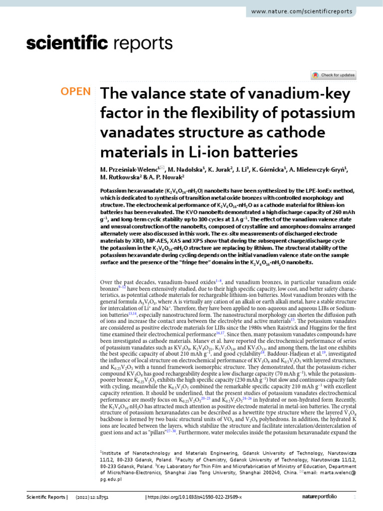 The Valance State of Vanadium Key Factor in The Flexibility of ...