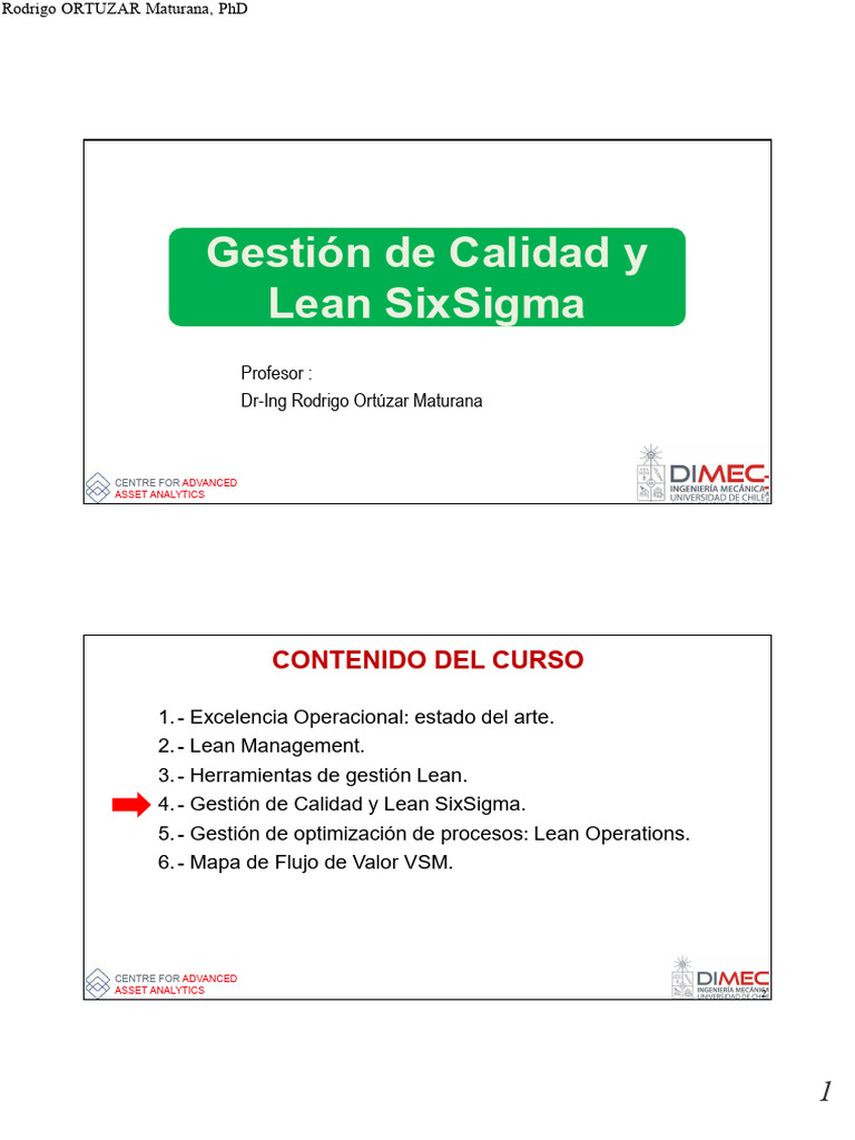 Gesti N de Calidad y Lean SixSigma Parte I | PDF