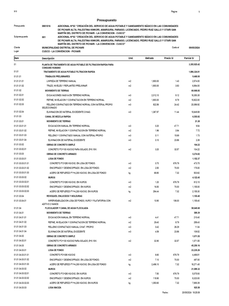 Presupuesto Adicional N°02. | PDF