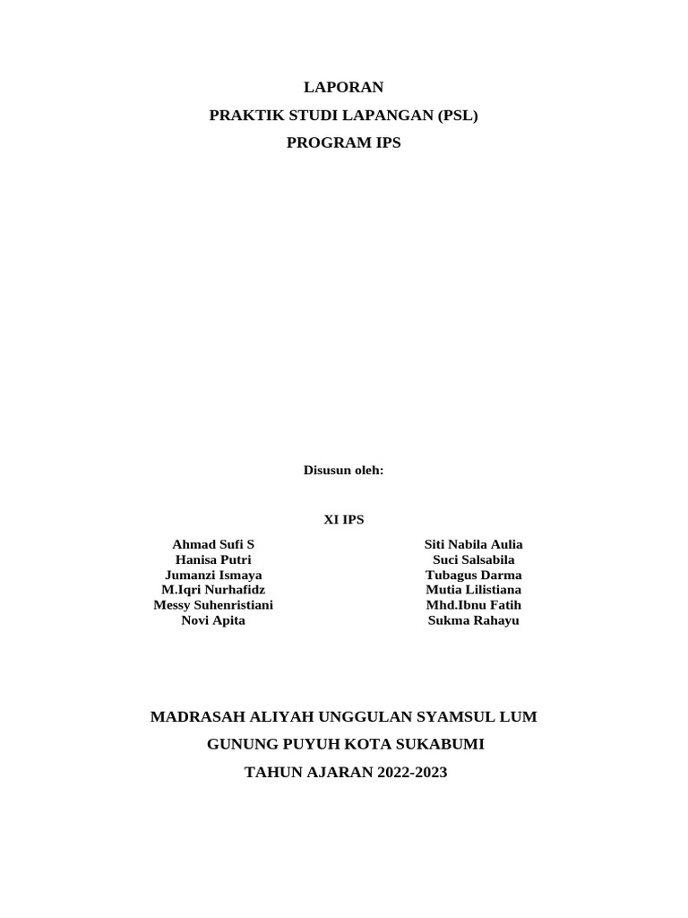 Laporan PSL | PDF