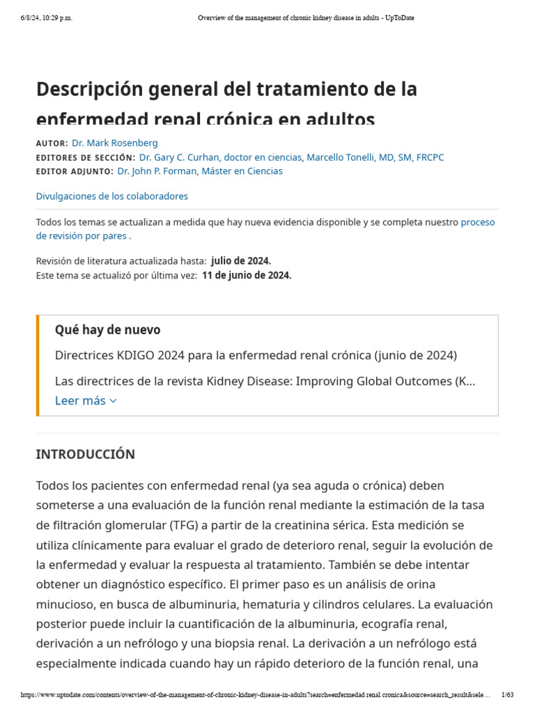 Overview of The Management of Chronic Kidney Disease in Adults ...