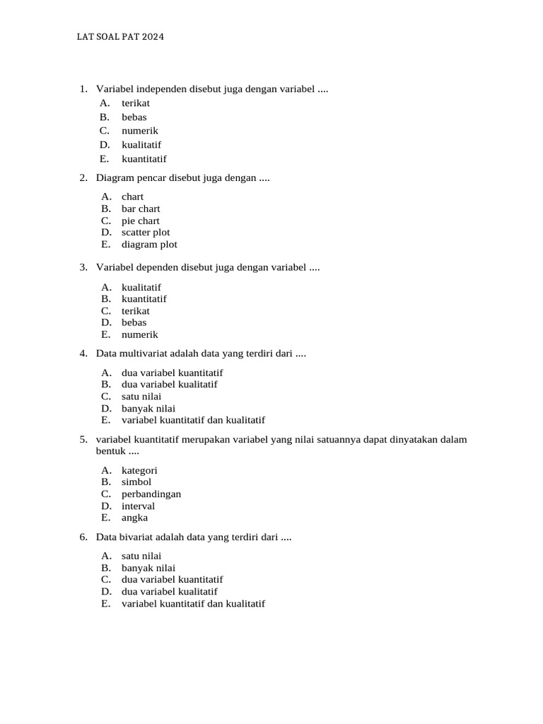 SOAL Latihan PAT MATEMATIKA WAJIB KELAS XI 2024 | PDF