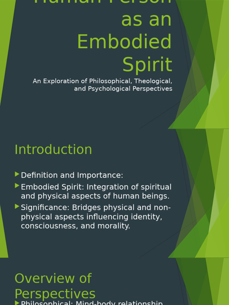 Human Person As An Embodied Spirit | PDF