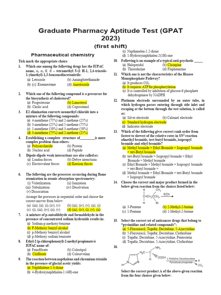 GPAT 2023 Solved Paper | PDF