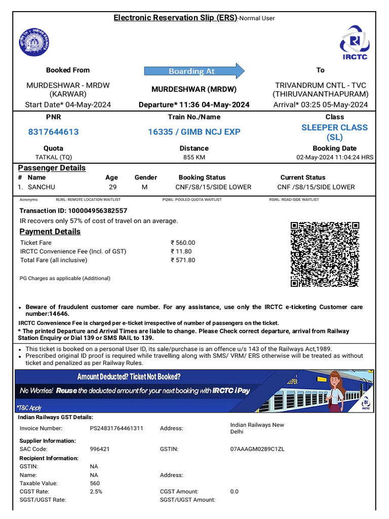 Gimb NCJ Exp Sleeper Class (SL) | PDF