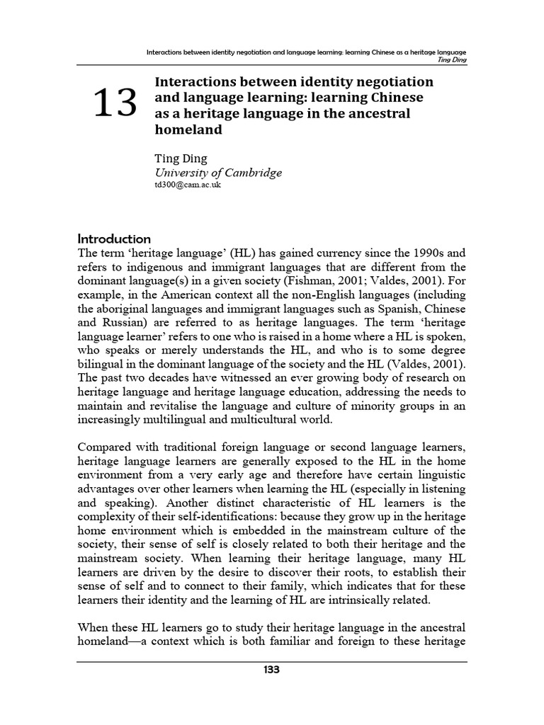 Interactions Between Identity Negotiation and Language Learning | PDF