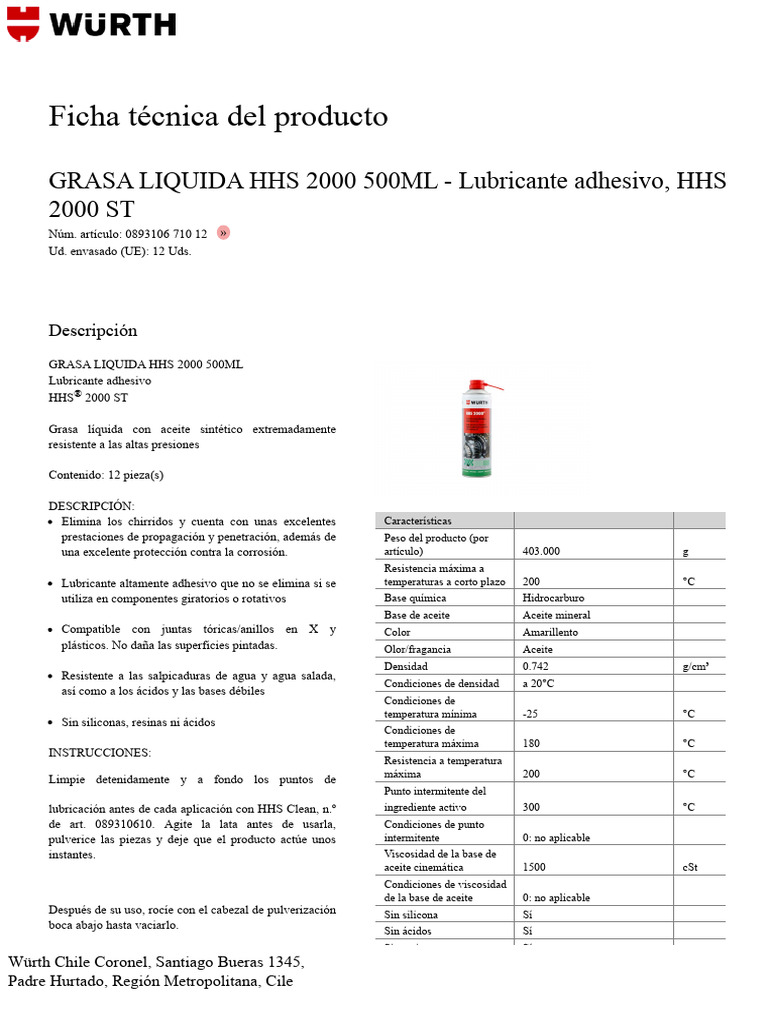 1.3 (1) Grasa Liquida Hhs 2000 500ml - Lubricante Adhesivo, Hh... | PDF