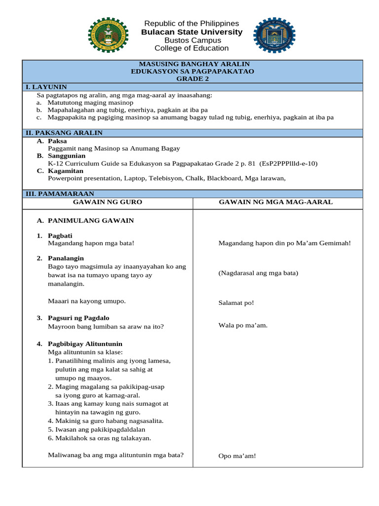 DLP Esp - Pagiging Masinop | PDF