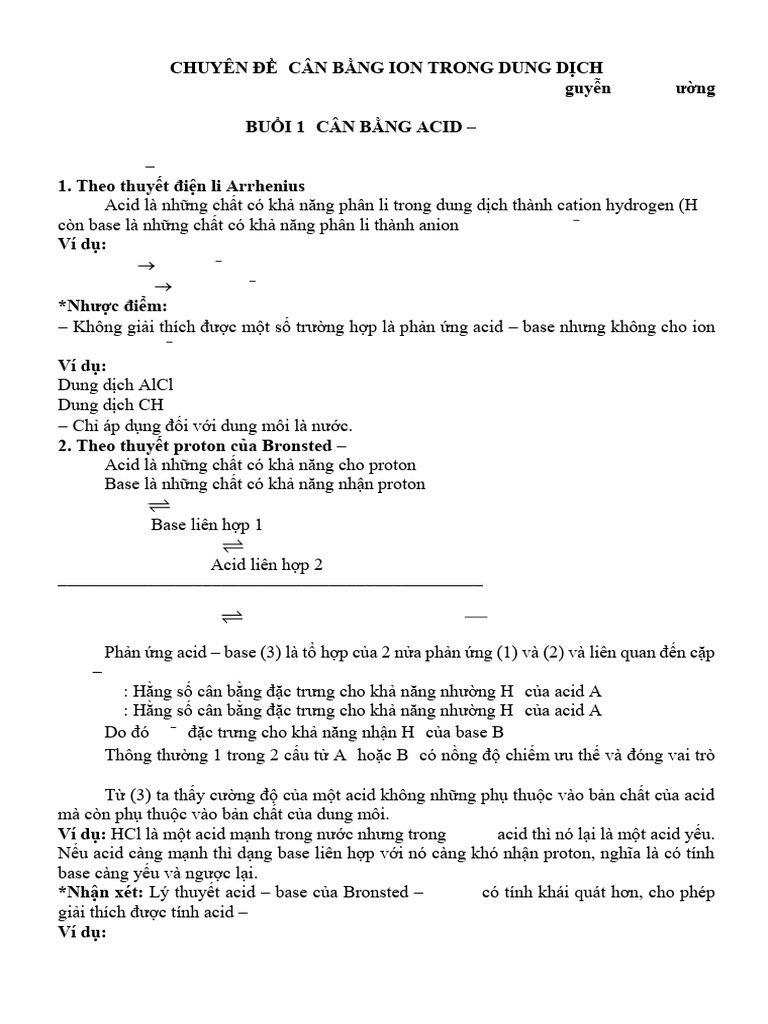 Buoi 01 - Can Bang Ion Trong Dung Dich | PDF