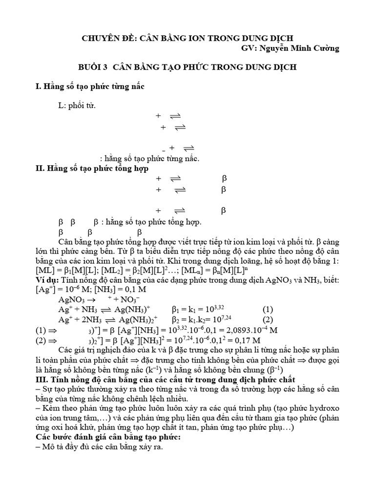 Buoi 03 - Can Bang Ion Trong Dung Dich | PDF