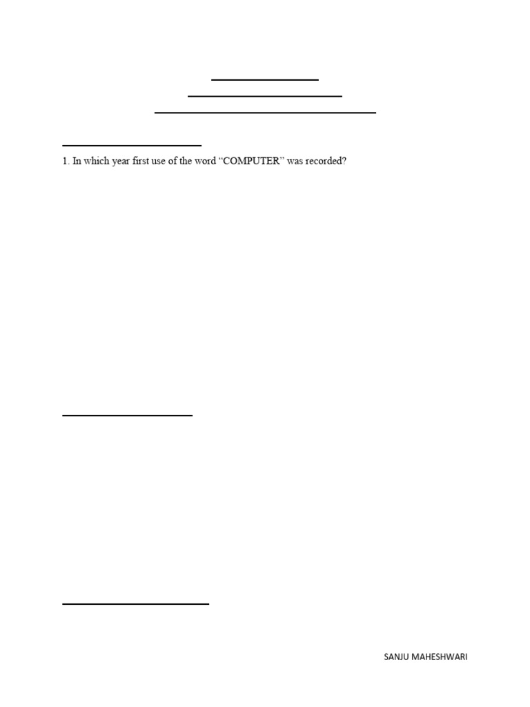 Computer Science Worksheet Class 5 ch-1-5 | PDF